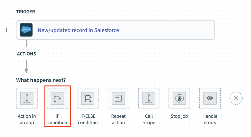 How to use IF and IF/ELSE conditions to control the flow of a recipe