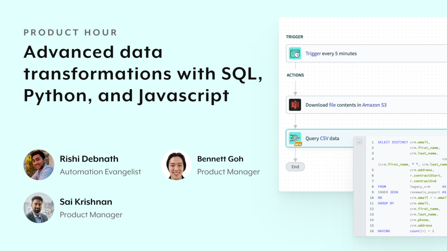 Advanced data transformations with SQL, Python, and Javascript | Workato Product Hub