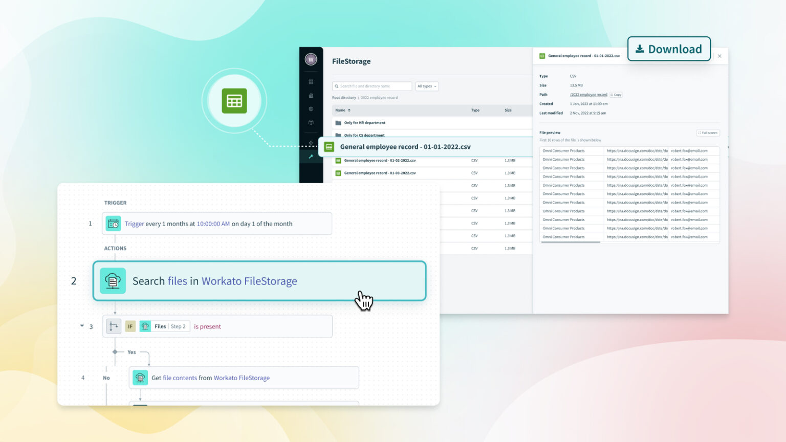 Build scalable data pipelines using Workato FileStorage