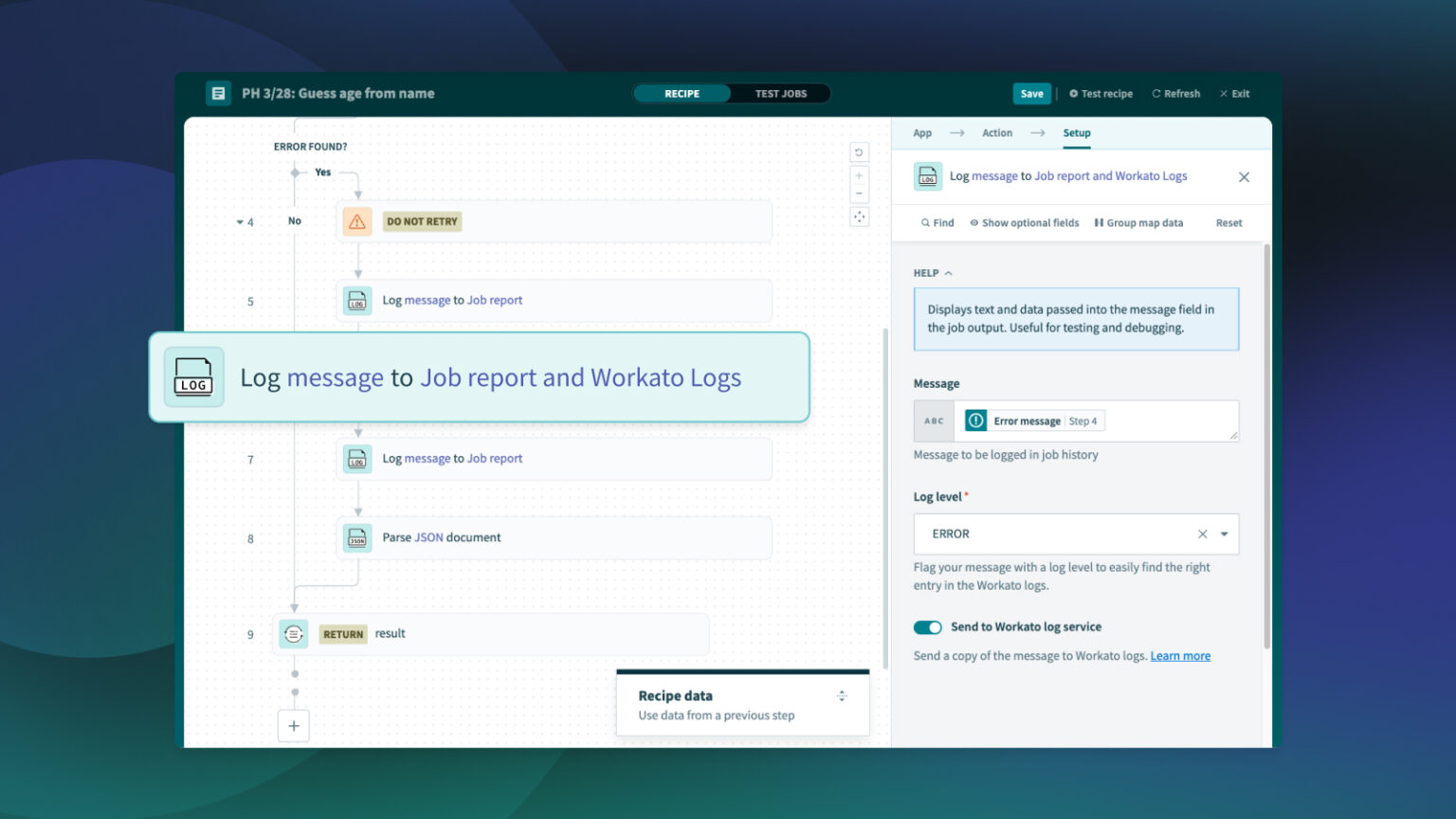Expedite auditing, testing and troubleshooting with logging | Workato ...