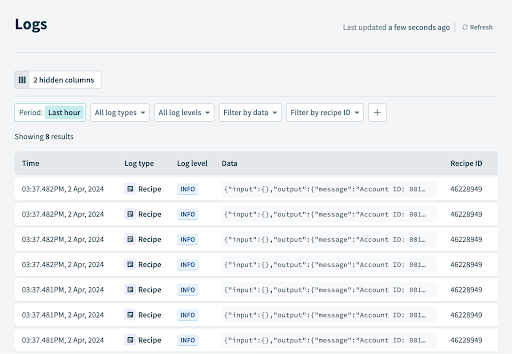 Expedite auditing, testing and troubleshooting with logging | Workato ...