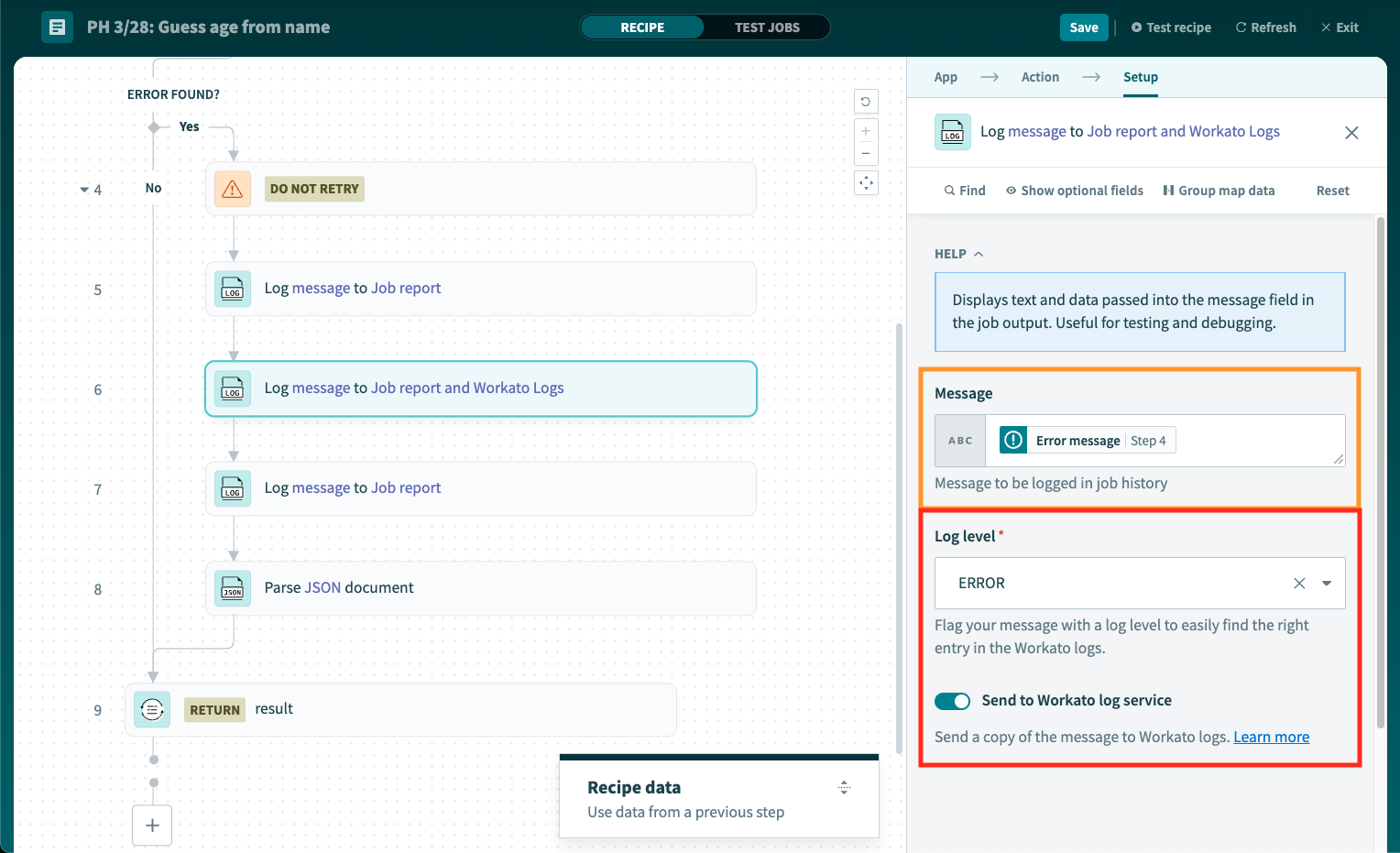 Expedite auditing, testing and troubleshooting with logging | Workato ...
